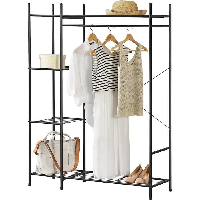 Garde-Robe avec Étagères Meuble de Rangement 4 Surfaces de Stockage ...