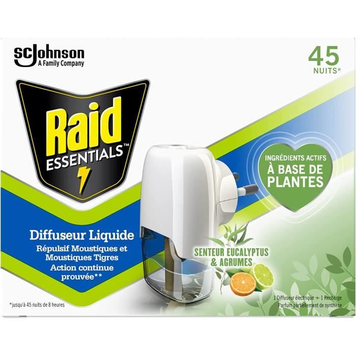 Raid Essentials Diffuseur électrique Liquide Répulsif Moustiques ...