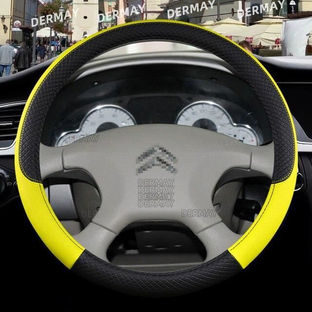COUVRE-VOLANT,O shape Yellow--housse couvre volant voiture, Couverture de volant de voiture en ...