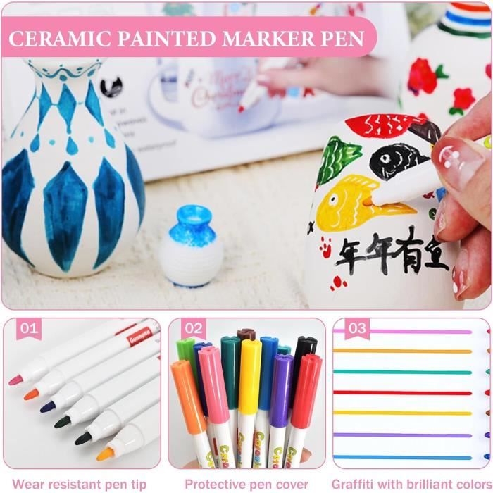 Marqueurs de peinture acrylique - A566 - 12 Couleurs - Non toxique ...