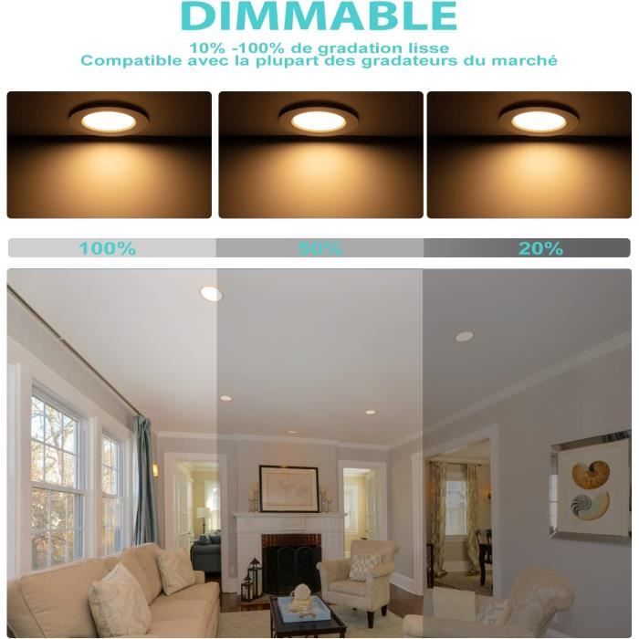 Dimmable Spot LED Encastrable 7W IP44 Spot LED Encastrable Salle de Bain AC220-240V 600LM 3000K ...
