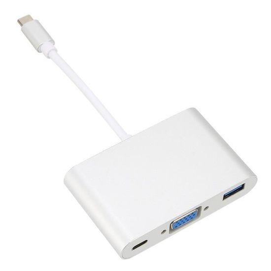HURRISE Type C HD HUB Type C vers VGA + USB3.0 + PD HUB Adaptateur 3 en ...