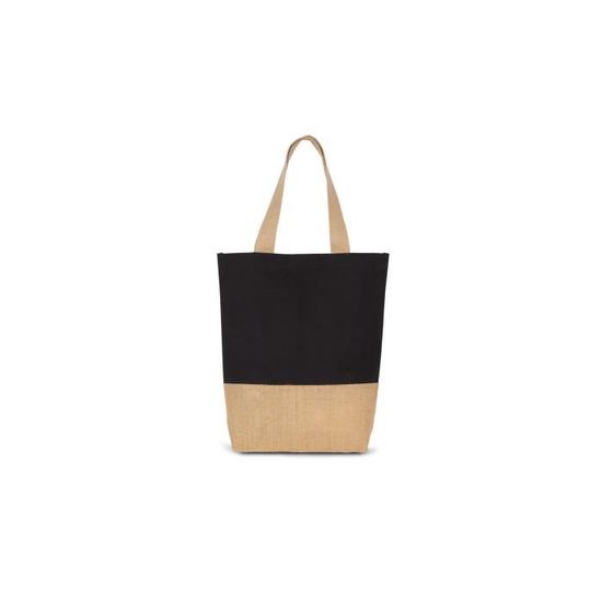 Tote bag coton et fils de jute controllée Kimood - black/natural - TU ...