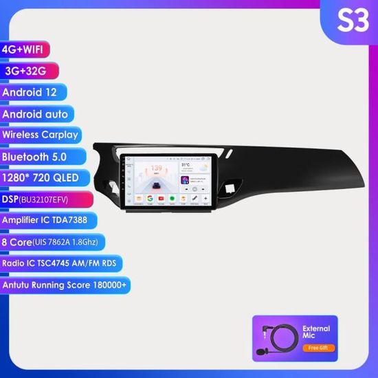 3G+32G Autoradio 2Din Android 12 pour Citroen C3 DS3 2010 -2016 lecteur ...