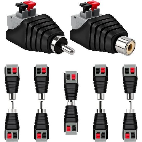 KUOQIY 5 Paires RCA Male Femelle Vers 2 Bornes à Femelle AV Audio Vidéo, RCA Vers Haut-Parleur ...