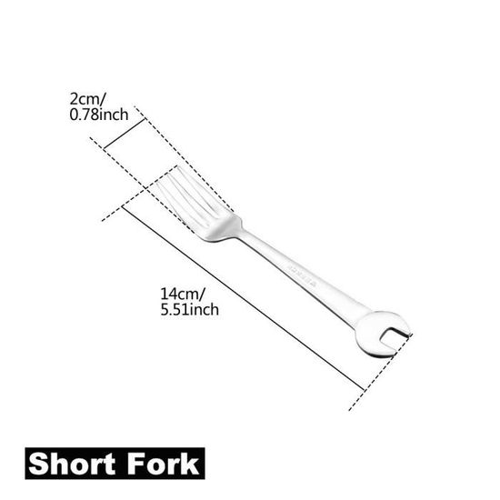 FOURCHETTE DE TABLE,Short Fork--Clé créative en acier inoxydable, fourchette cuillère vaisselle ...