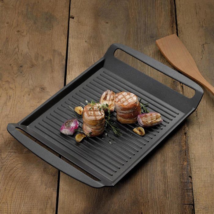 Grill plat viande et légumes, fonte d'aluminium compatible induction ...