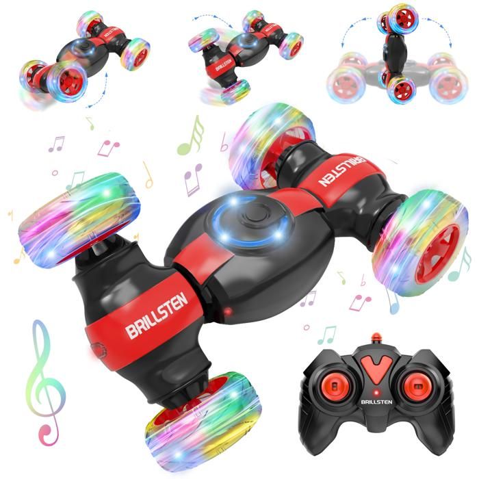 Vehicule Radiocommandée, Voiture Télécommandée 2,4GHz 4WD 360° Rotation pour enfants 6 +, Rouge ...