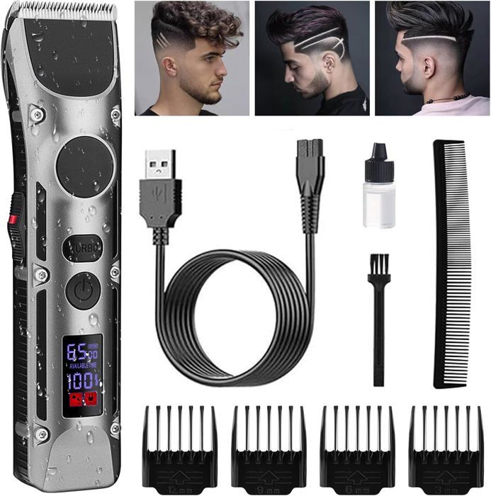 Tondeuse à Cheveux Hommes Professionnelle, Tondeuse Barbe Electrique avec 4 Peignes de Limite ...