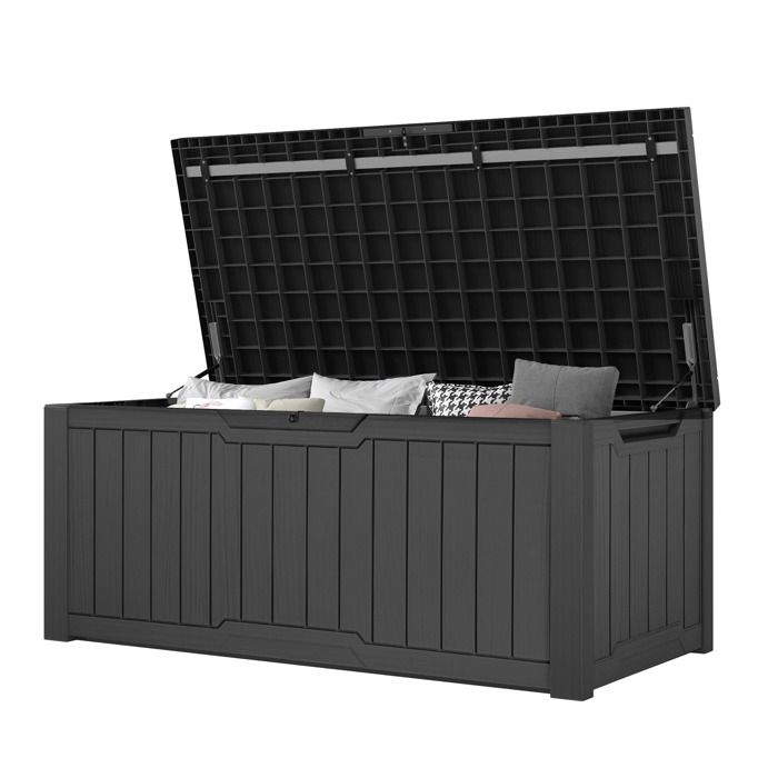 YITAHOME Coffre de Jardin 450L Étanche, Banc de Terrasse Verrouillable ...