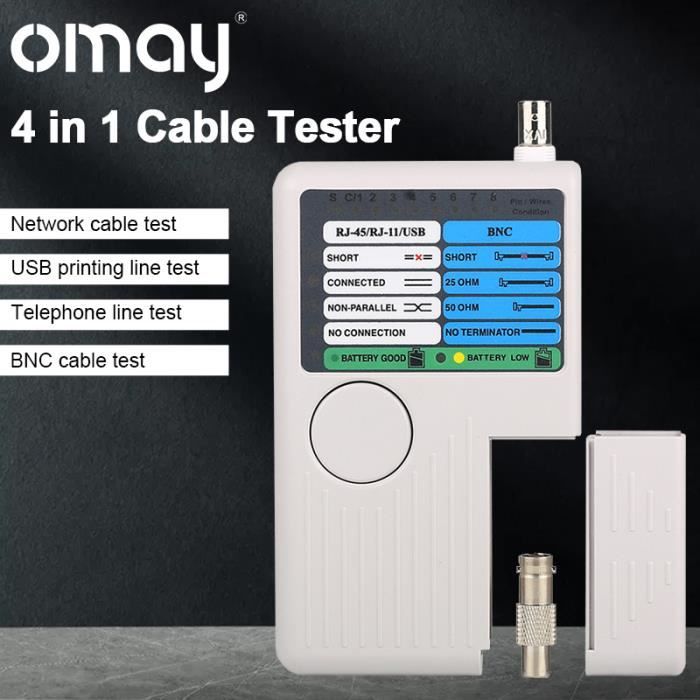 Testeur de câbles réseau RJ11 RJ45 USB BNC LAN, pour UTP STP, détecteur ...