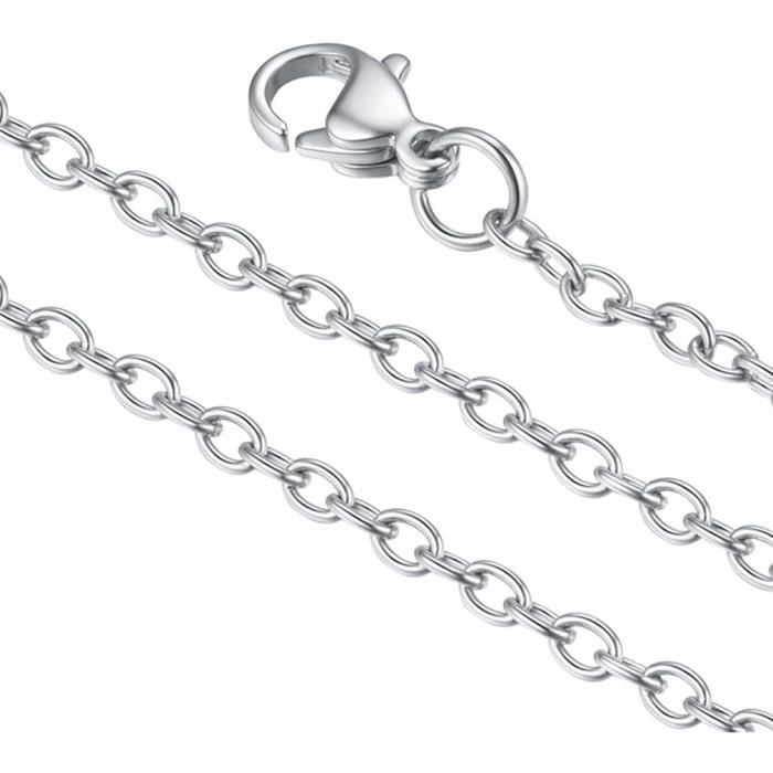 Chaîne Acier Inoxydable 2Mm Maille Forçat Pour Pendentif, Chaînette De ...