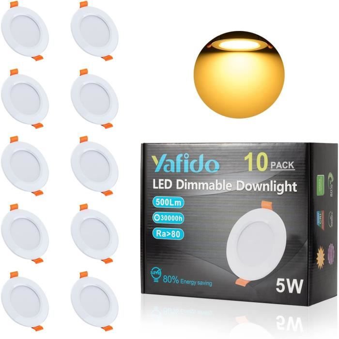 10X Dimmable Spot Led Encastrable Ip44 Spot Led Extra Plat 5W 500Lm Equivalent 40W Incandescence ...