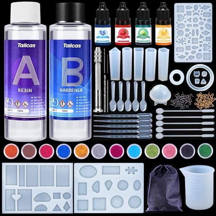 Kit de Resine Epoxy Transparente, Kit Résine Epoxy Complet, Moule de Bricolage de Silicone ...