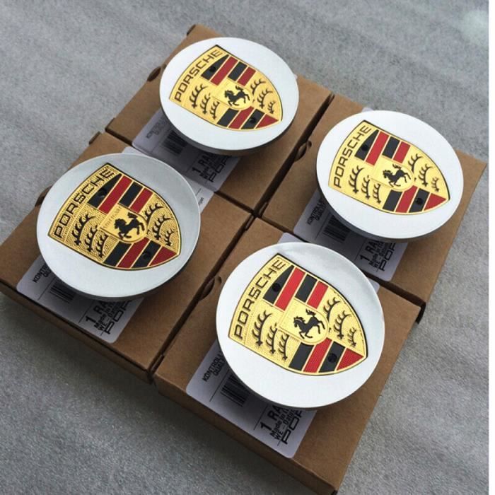 4 x centre de roue cache moyeu Porsche argent courbée 76mm logo couleur ...