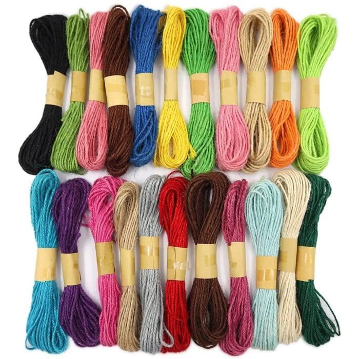 Lot de 22 rouleaux de ficelle de jute colorée de 2 mm à 3 plis pour ...