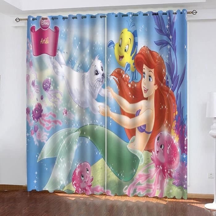 Dessin animé The Little Mermaid Lot de 2 rideaux occultants avec ...