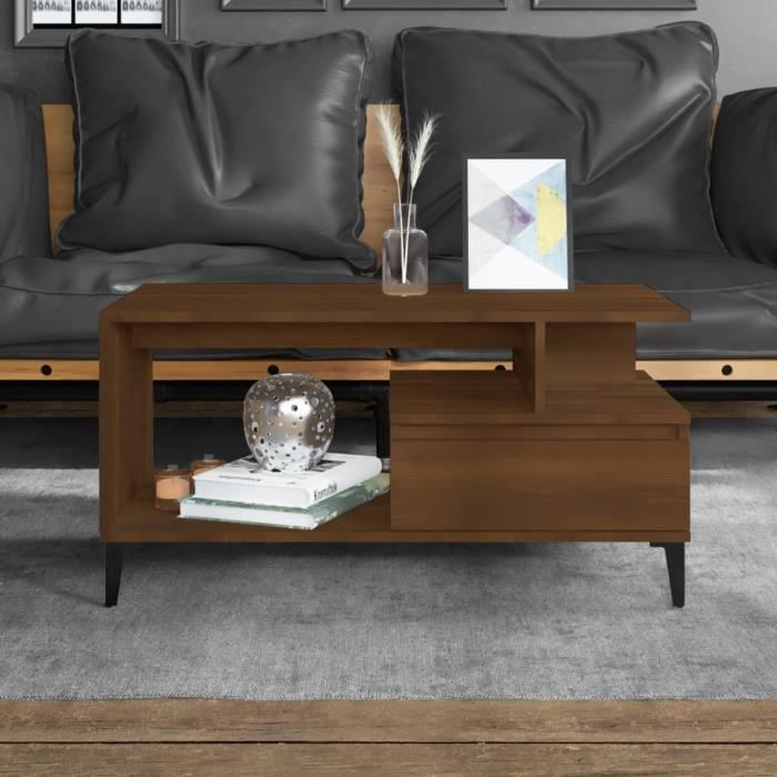 ETO- Table basse Chêne marron 90x49x45 cm Bois d'ingénierie ...