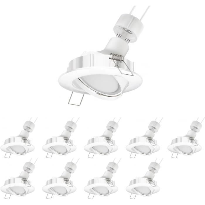 10 Spots Led Encastrables Au Plafond Circ Orientables Gu6,826W 630Lm Blanc Chaud[u5050 ...