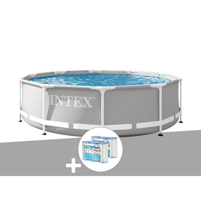 Kit piscine tubulaire Intex Prism Frame ronde 3,05 x 0,76 m + 6 ...