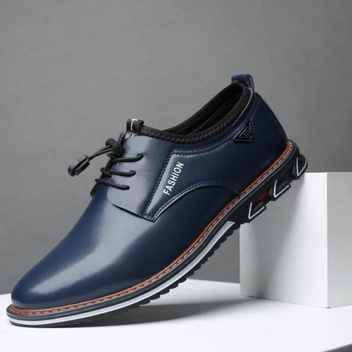Derby Cuir Chaussures Hommes - Bleu - Tige en cuir microfibre - Semelle ...