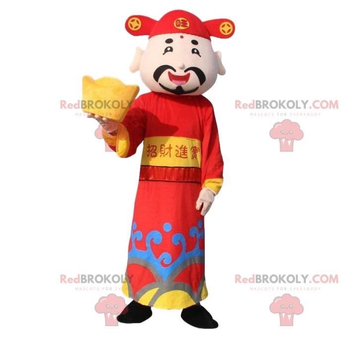 Mascotte d'homme asiatique, dieu de la richesse, costume d'Asie ...