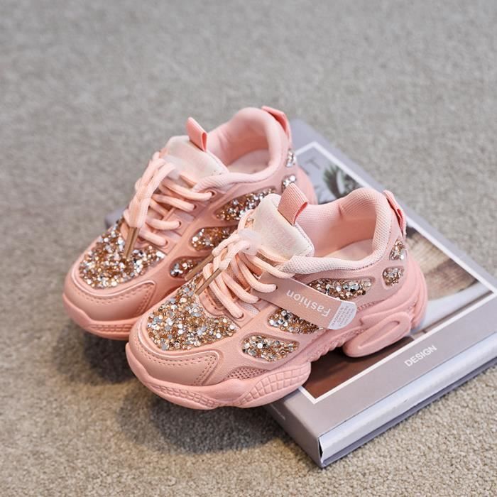 Baskets Sneakers GARÇON -avec strass scintillants - FR91FTM Rosé/pale ...