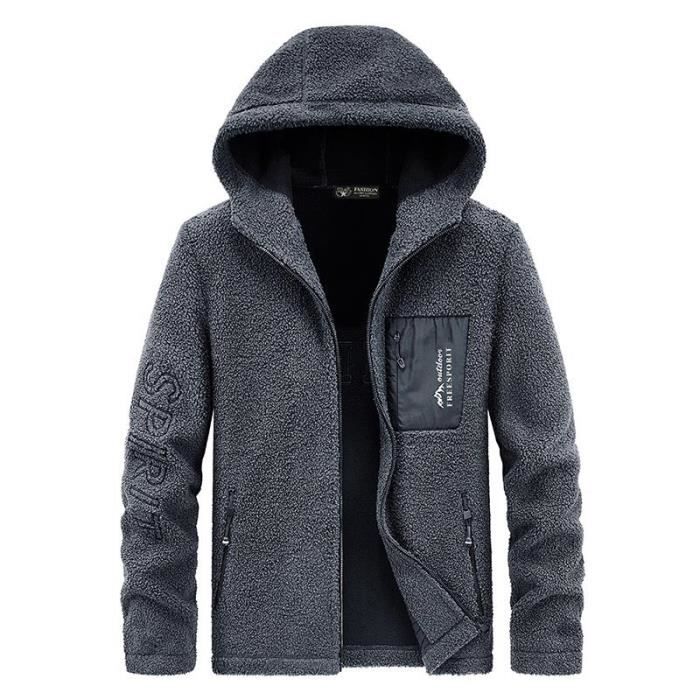 Veste Hiver Polaire Homme à Capuche Gris - Respirant - Camping ...