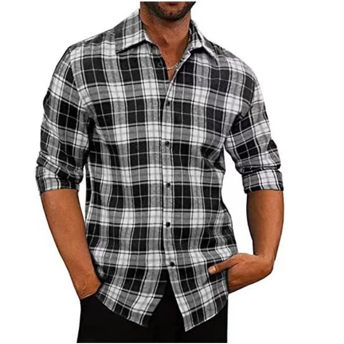 Chemises Homme Carreaux Coton Manches Longues Décontracté Western Coupe ...