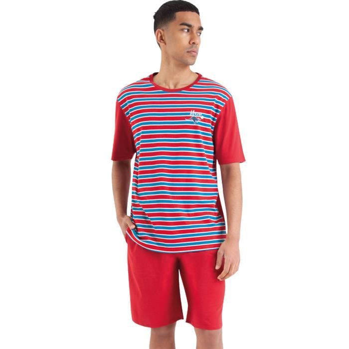 Pyjama court homme Rayures Athena Rayure rouge-bleu-rouge - Cdiscount ...