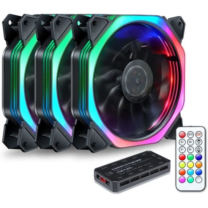 3 Ventilateur Silencieux Aurora Dynamique 120 Mm Rgb Led, Pour Boîtier D'Ordinateur, Ventilateur ...