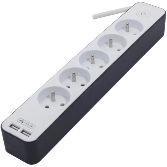 Bloc Multiprise 5X16A Avec Usb - 1,5M - Blanc-Gris[C1696] - Cdiscount ...