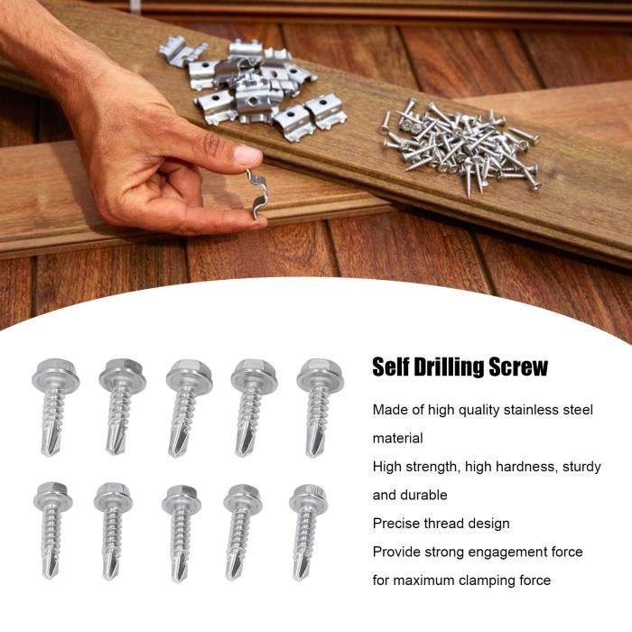 FHE Vis autoperceuse hexagonale 100 vis autoperceuses 4.2x19mm 4.8x19mm 401 vis autotaraudeuses ...