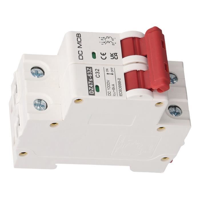 EJ.life Disjoncteur 2P Disjoncteur Miniature CC, 2P 1000V 32A Mini Interrupteur de Déconnexion ...