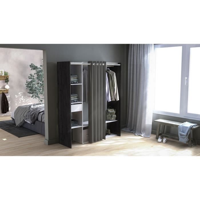 Kit dressing + rideau - Chêne Waterford / Lin tisse - L150 x P49,9 x ...