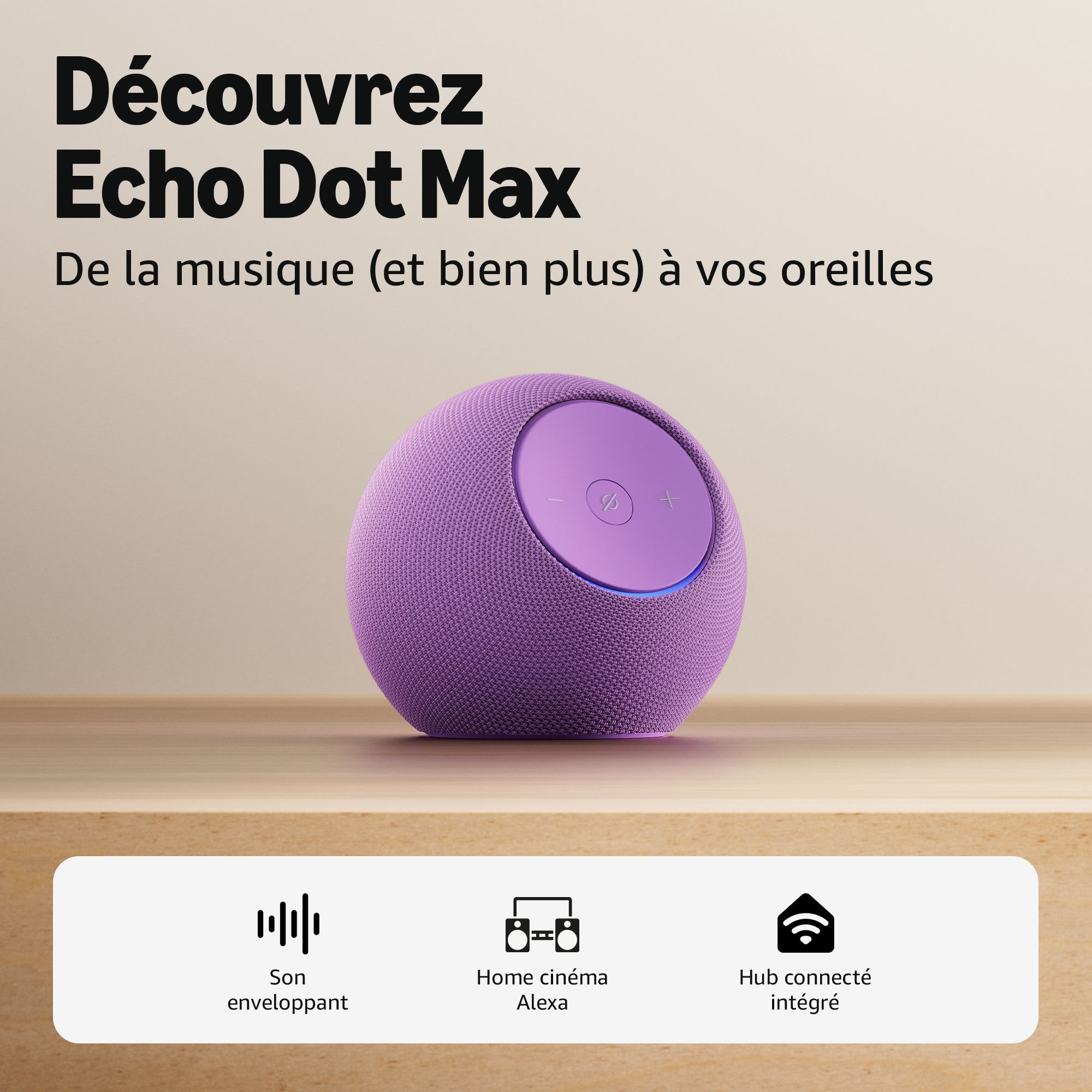 Enceinte connectée - AMAZON - Echo Dot Max - 1 tweeter + 1 caisson de ...