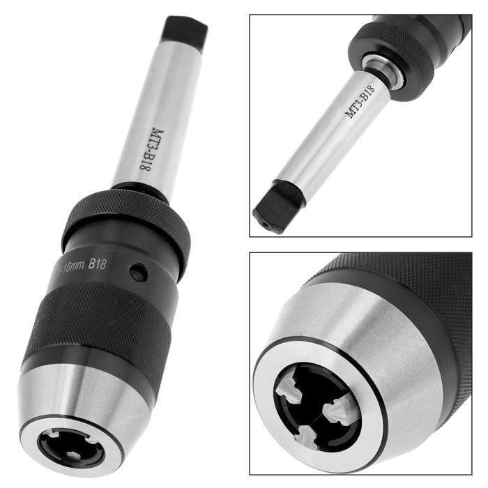 HEN--Mandrin de perage sans clé Keyless chuck B18 1-16 mm + MT3 tapered ...
