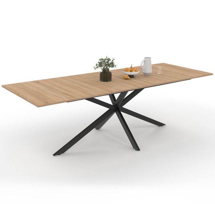 Table à manger rectangle extensible - IDMARKET - ALIX - Bois et noir ...