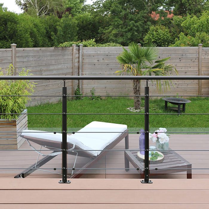 Garde-corps aluminium Opalu 2m prêt à poser - Noir - Fixation à plat ... Garde-corps aluminium Opalu 2m prêt à poser - Noir - Fixation à plat ...
