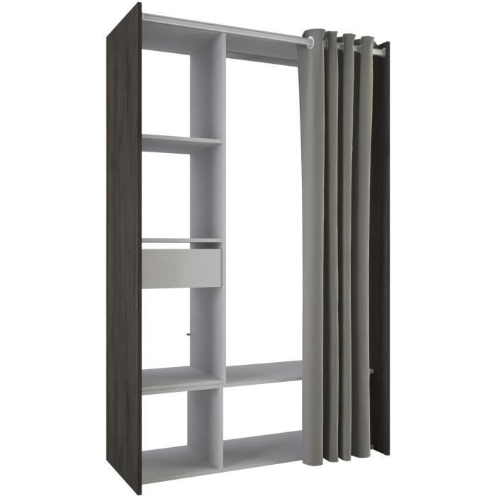 Kit dressing + rideau - Chêne Waterford / Lin tisse - L150 x P49,9 x ...