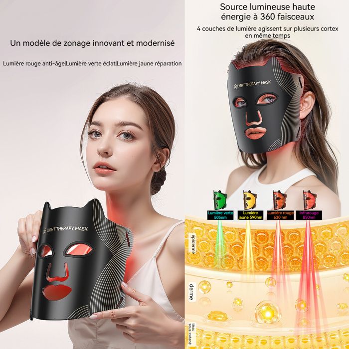 C Masque LED 4 couleurs intelligent avec 360 lumières masque de ...