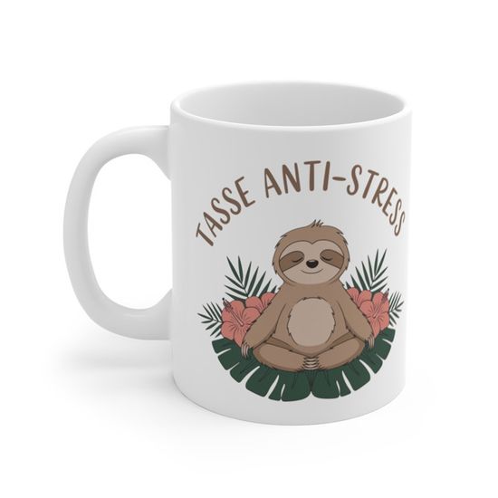 Mug "Tasse Anti-Stress" Paresseux Zen –Idée Cadeau Relaxation Original ...