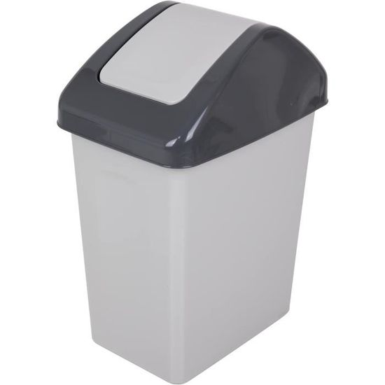 Poubelle Basculante Universelle En Plastique Pp Avec Couvercle Basculant Gris 25 L 24 X 39 X 50 ...
