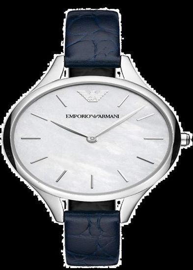 Montre Femme Emporio Armani Aurora AR11090 Bracelet cuir bleu fin ...