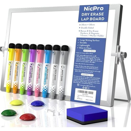 A4 Mini Tableau Blanc Effaçable à sec 9 x 12 Pouces, Petit Tableau ...