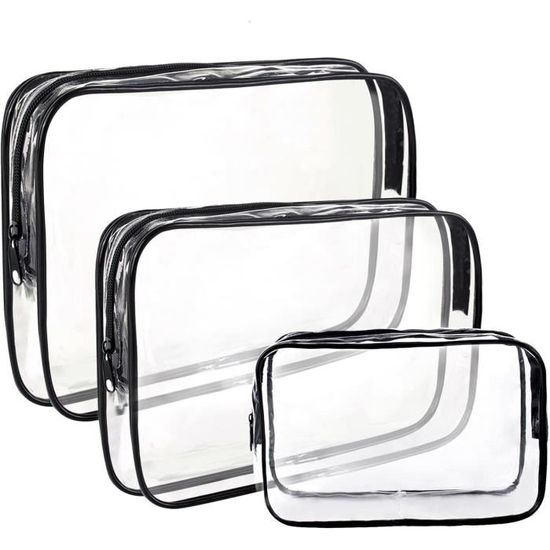 Lot de 3 Trousses Toilette Transparentes en 1 imperméables PVC ...