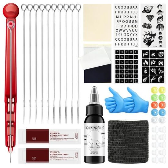 Kit de tatouage Complet TATOOINE aiguille de tatouage 10 pièces Stick and Poke Kit d ...