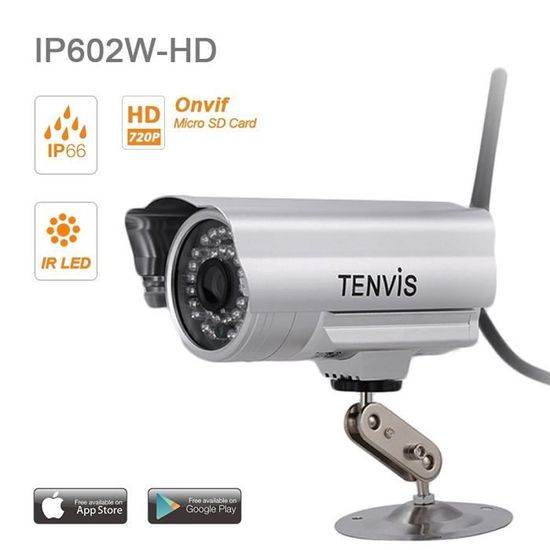 Tenvis iP602W-HD Caméra de surveillance extérieur HD 1280x720P IP Wifi ...