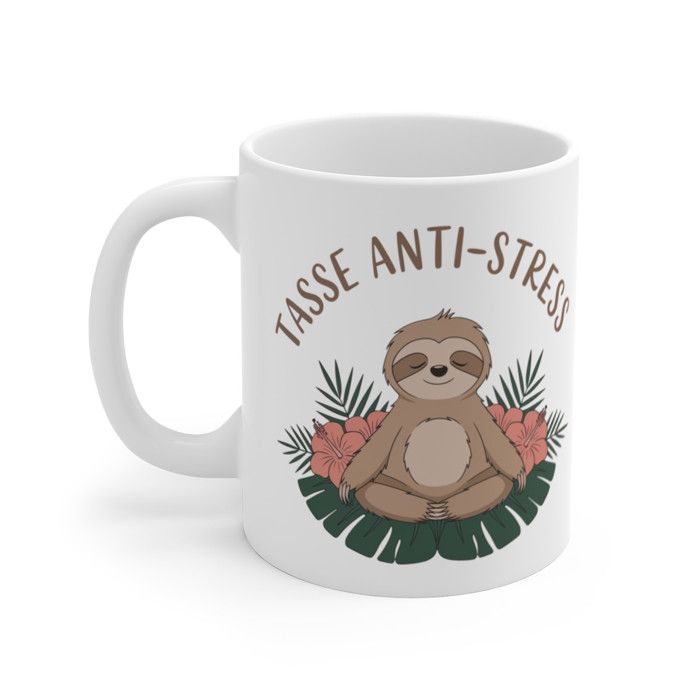 Mug "Tasse Anti-Stress" Paresseux Zen –Idée Cadeau Relaxation Original ...