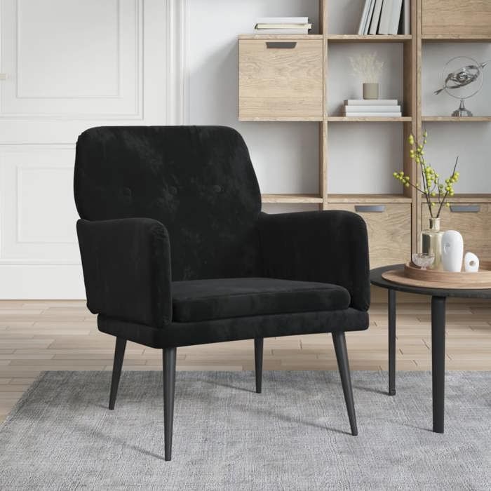 "Printemps/été 2025" Fauteuil Noir 62x79x79 cm Velours - 62x79x79 cm LV13 - Cdiscount Maison